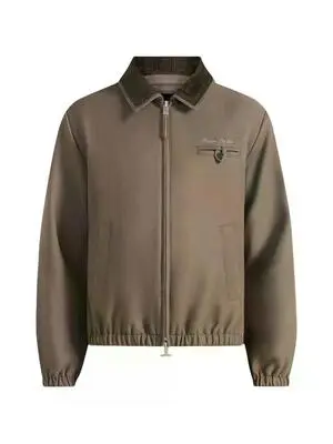 Manière De Voir Signature Twill Jacket With Vegan Suede Collar - Green