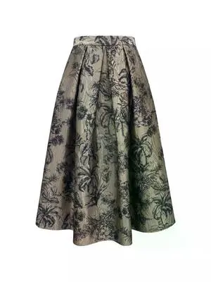 LUNATICA MILANO Moire Parrot-print Midi Skirt
