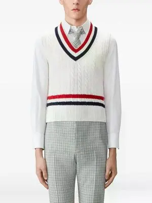 Thom Browne Wool Cricket Rwb-stripe Baby-cable Vest