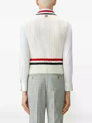 Thom Browne Wool Cricket Rwb-stripe Baby-cable Vest