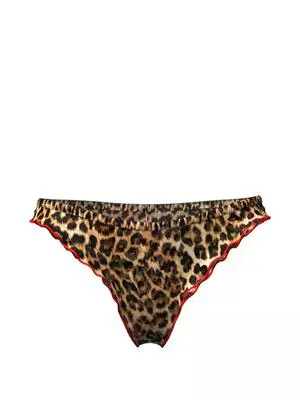 SCANDALE Sauvage Ruffled Leopard-print Thong - Brown