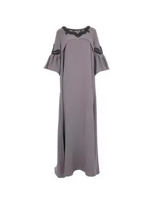 LOODYANA Embroidered Cape Maxi Dress - Grey