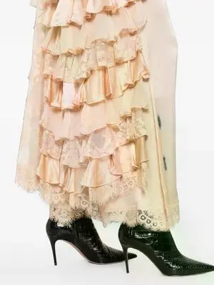 Zimmermann Ruffled Lace-trim Silk Trousers