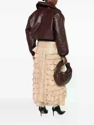 Zimmermann Ruffled Lace-trim Silk Trousers
