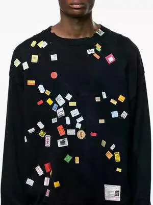 Mihara Yasuhiro Price Tag Sticker Printed Knit Sweater