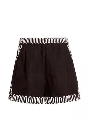 MARIE OLIVER Blanche Rickrack-trimmed Linen Shorts