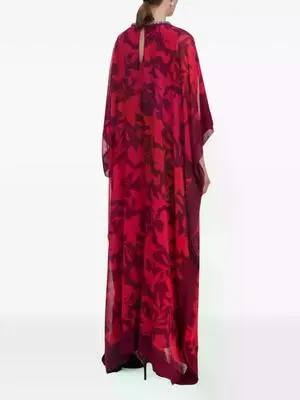 SELF-PORTRAIT Crystal-embellished Floral-print Kaftan Maxi Dress