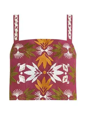 MARIE OLIVER Payton Embroidered Cropped Top - Multicolour