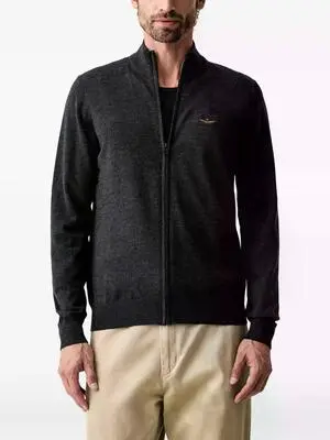 AERONAUTICA MILITARE High Neck Zip-up Cardigan With Embroidered Logo