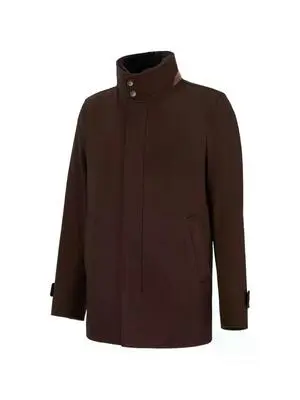 Herno Cashmere Suede-effect Trim Coat - Brown