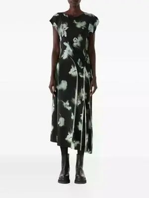 JASON WU Floral Print Asymmetric Hem Midi Dress - Green