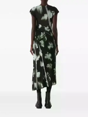 JASON WU Floral Print Asymmetric Hem Midi Dress