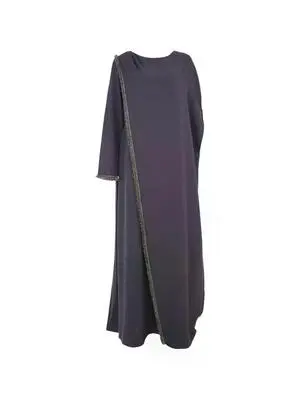LOODYANA Maxi Dress With Embellished Cape Detail - Grey