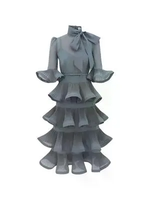 Zimmermann Pleated Ruffled Midi Dress