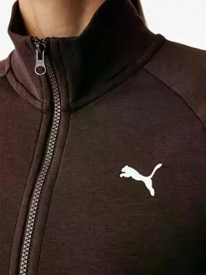 PUMA Logo Embroidered Raglan Sleeve Zip Up Sweatshirt