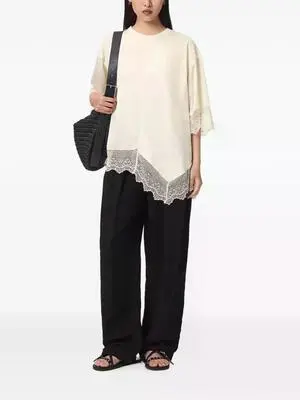ALLSAINTS Lenny Lace-trim Asymmetric T-shirt