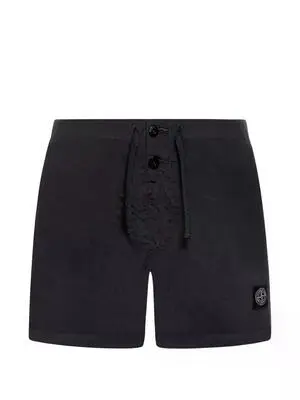 Stone Island Logo-patch Drawstring Shorts - Black