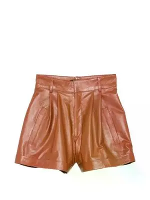 MANOKHI Pleated Leather Shorts