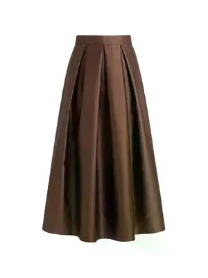 LUNATICA MILANO Mikado Pleated Midi Skirt - Brown