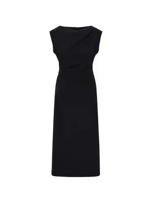 Herno Draped V-neck Midi Dress - Black