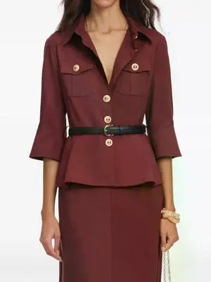 SELF-PORTRAIT Belted Peplum Waist Maxi Dress