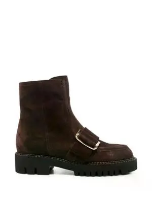 TRUMAN´S Buckled Suede Ankle Boots - Brown