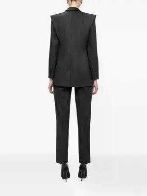 NISSA Pinstripe Contrast-lapel Double-breasted Blazer
