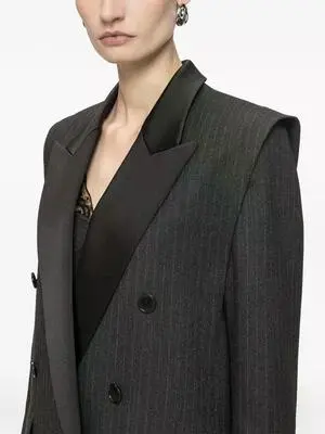 NISSA Pinstripe Contrast-lapel Double-breasted Blazer