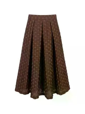 LUNATICA MILANO Pleated Polka-dot Midi Skirt - Brown