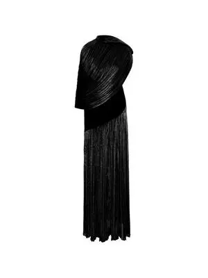 V:PM ATELIER Dusty Pleated Cape Maxi Dress