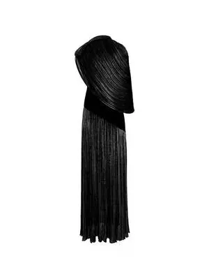 V:PM ATELIER Dusty Pleated Cape Maxi Dress