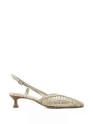 LOTTUSSE Woven Leather Slingback Pumps - Gold