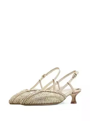 LOTTUSSE Woven Leather Slingback Pumps