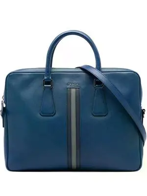 Prada Saffiano Striped Business Bag