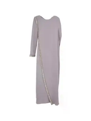 LOODYANA Embellished Cape Overlay Maxi Dress - Grey