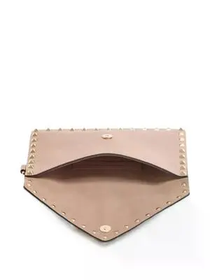 Valentino Garavani Medium Rockstud Leather Clutch Bag - Neutrals
