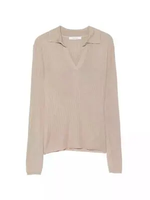 Max Mara Ribbed-knit Polo Sweater - Neutrals