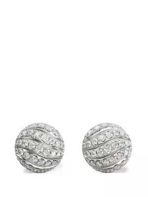 David Yurman Sculpted Cable Diamond Stud Earrings - Silver