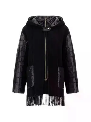 Herno Ultralight Fringed Single-breasted Coat - Black