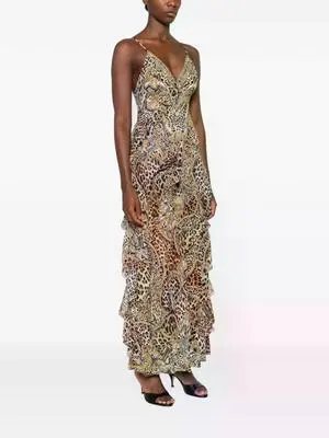Camilla Ruffled Leopard Print Maxi Dress