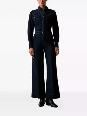 AERONAUTICA MILITARE Dark Washed Denim Wide Leg Jumpsuit