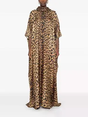 Gucci Leopard Print Silk Maxi Dress