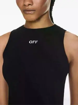 Off-White Ribbed Sleeveless Dress