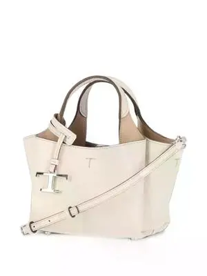 TOD'S Calfskin Leather Handheld Bag With T Timeless Pendant