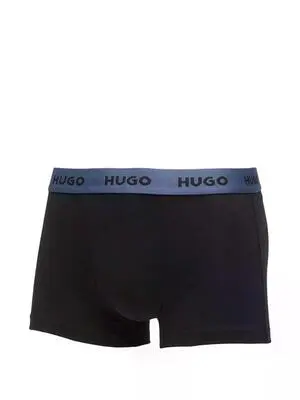 Hugo Three-pack Of Stretch-cotton Trunks With Logo Waistband