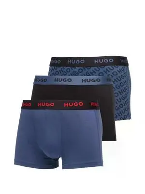 Hugo Three-pack Of Stretch-cotton Trunks With Logo Waistband
