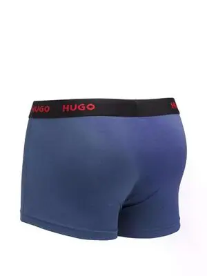 Hugo Three-pack Of Stretch-cotton Trunks With Logo Waistband