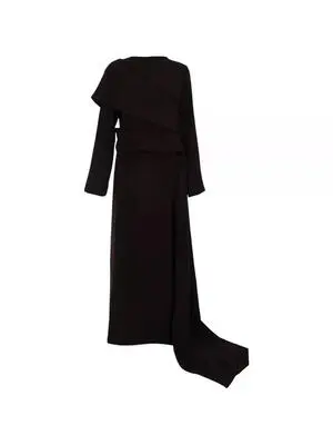 LOODYANA Pleated Wrap-around Maxi Dress - Red