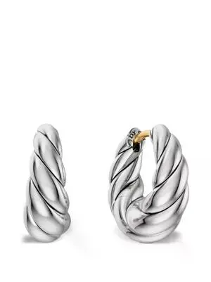 David Yurman Sculpted Cable Tapered Hoop Earrings In Sterling - Silver