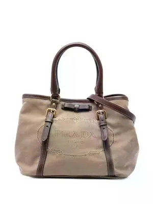 Prada Canvas Logo Bow Satchel